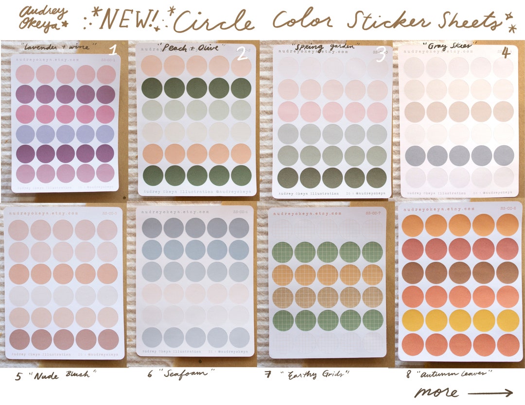 Colorful Circles Sticker Sheet Colorful Circles Bullet - Etsy