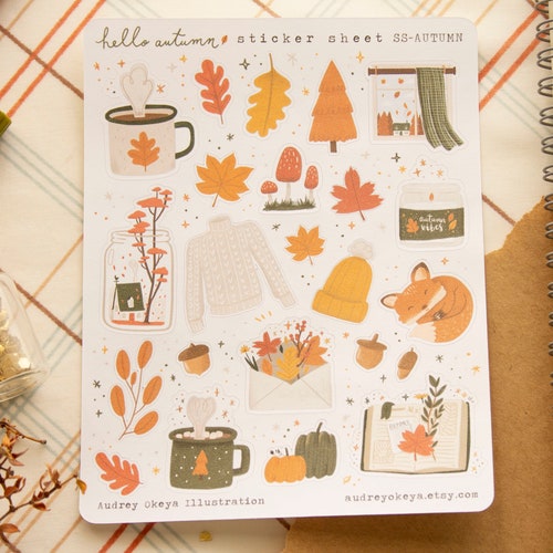 Autumn Sticker Sheet Fall Stickers Autumn Sticker Pack Cosy - Etsy