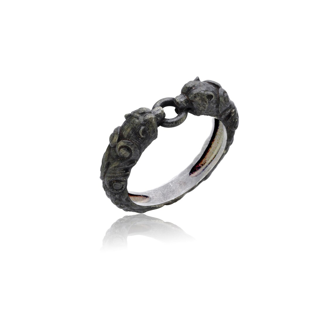Bear Handmade Signet Ring- Sterling Silver Bear Pinky Men Ring- 3D Bear ...