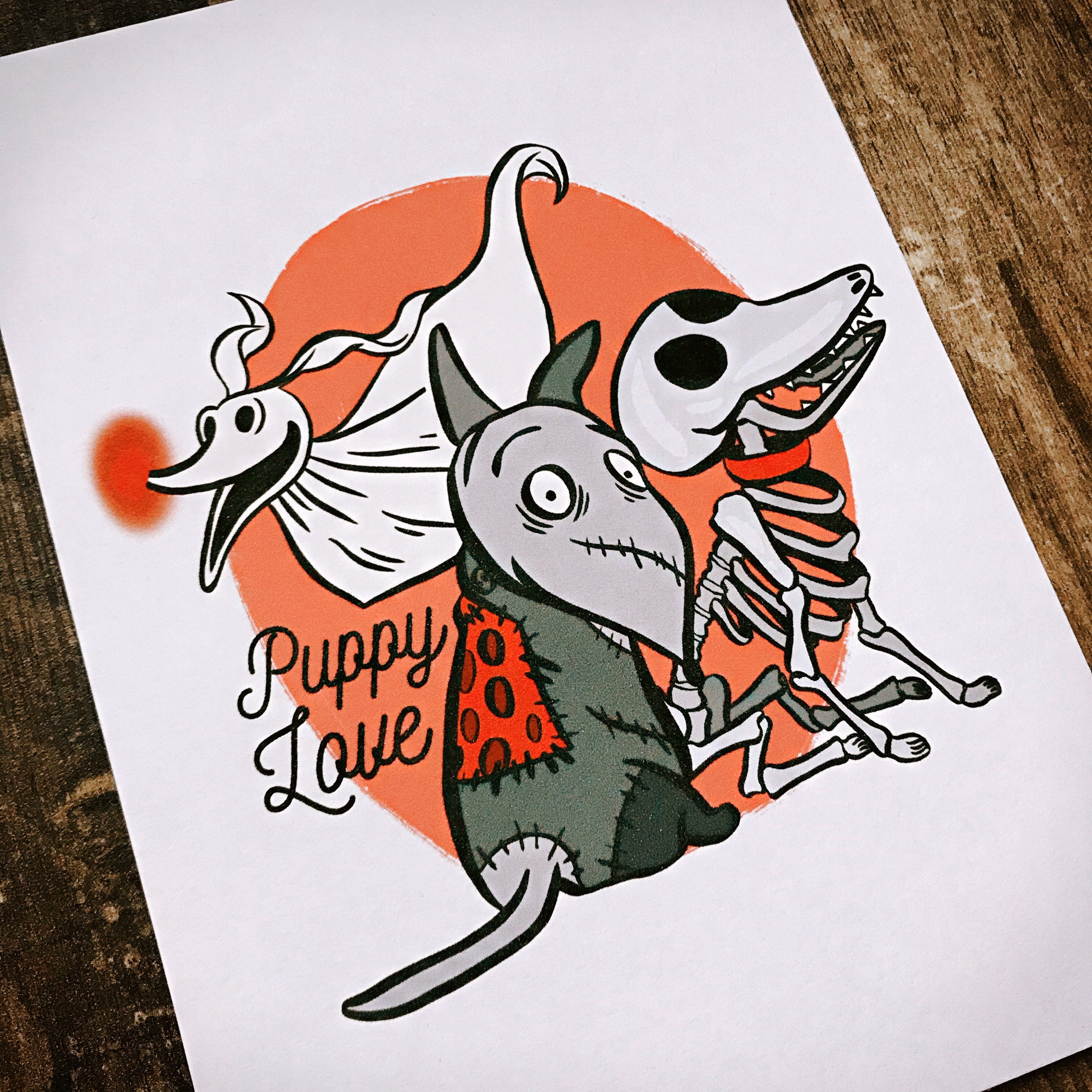 Tim Burton Puppy Love Art Print | Etsy