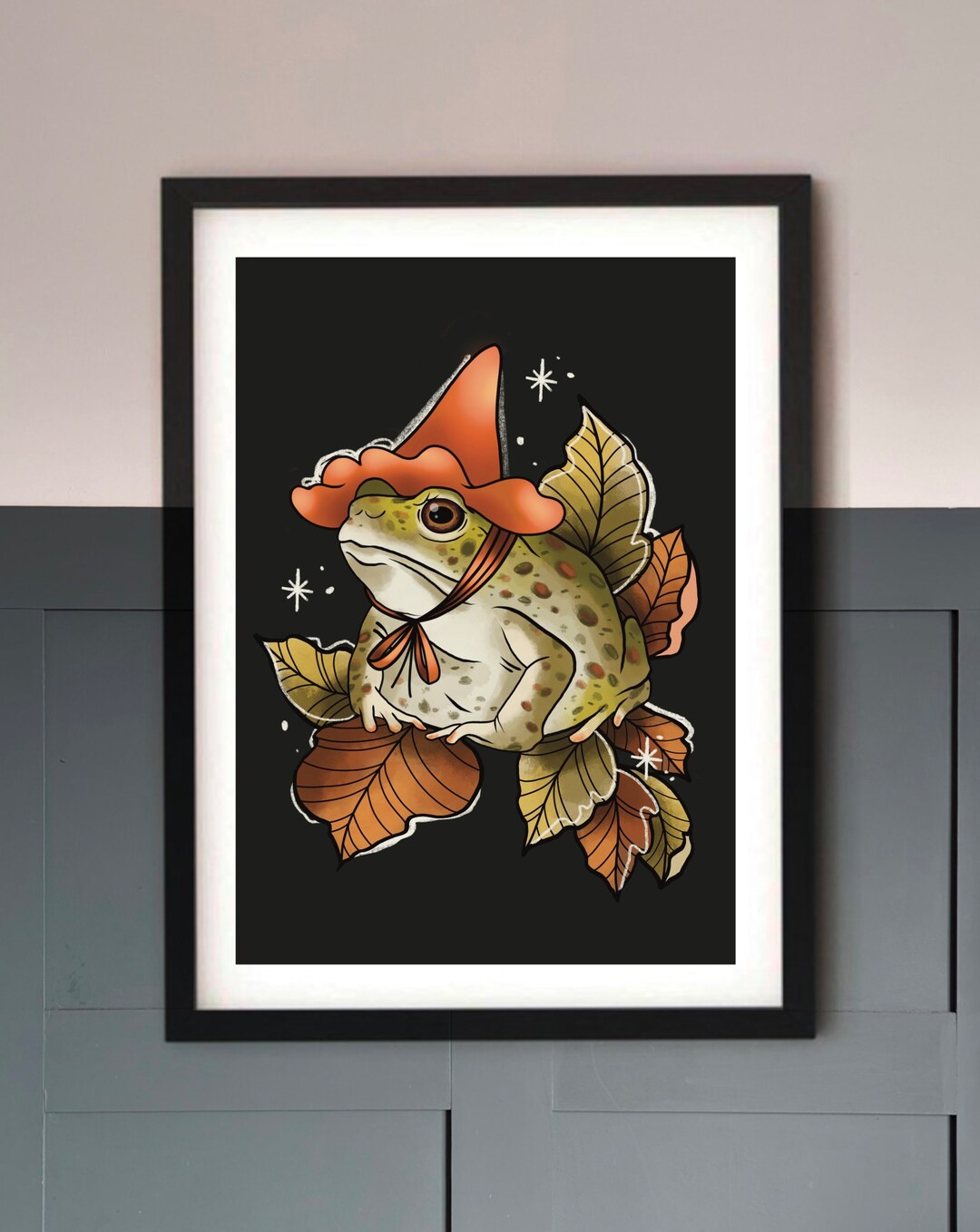 Witchy Autumnal Woodland Toad Art Print | Earthy, Warm Tones | Dark ...