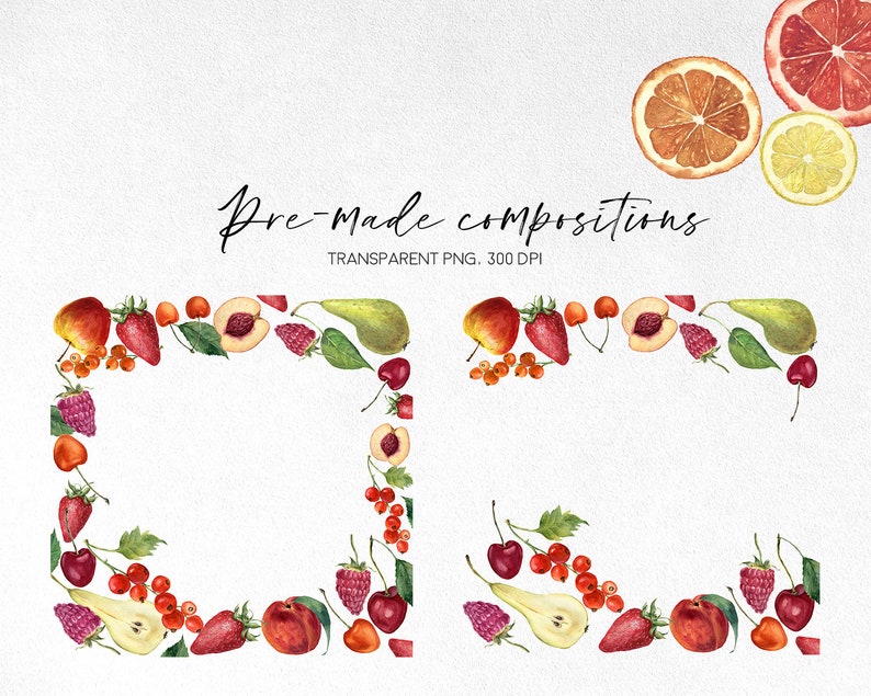 Watercolor Fruits and Berries Clipart. Watercolor Berry Fruit | Etsy