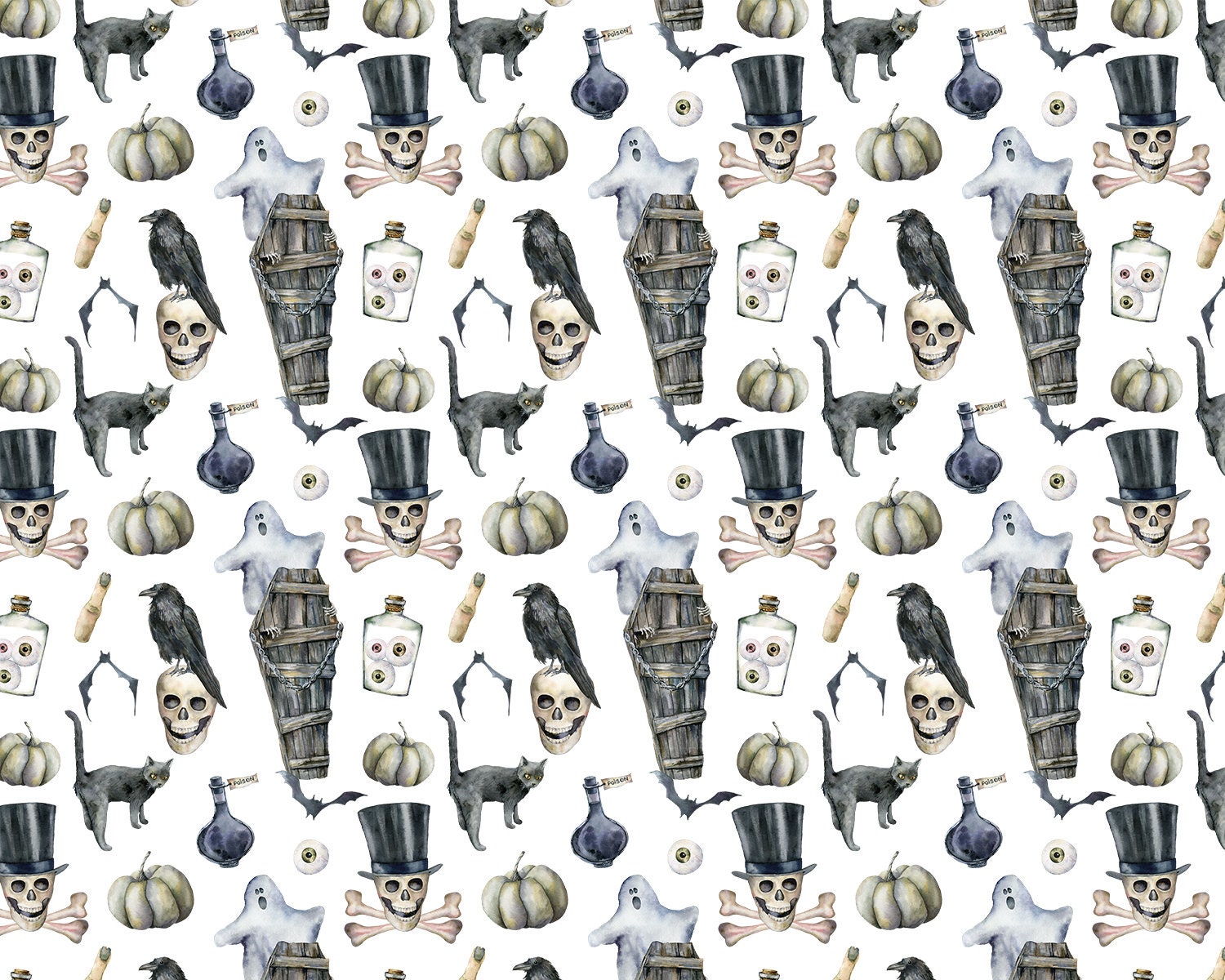 Halloween digital paper. Watercolor Halloween background. | Etsy