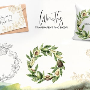 Watercolor avocado clipart. Exotic fruit. Watercolor logo. | Etsy