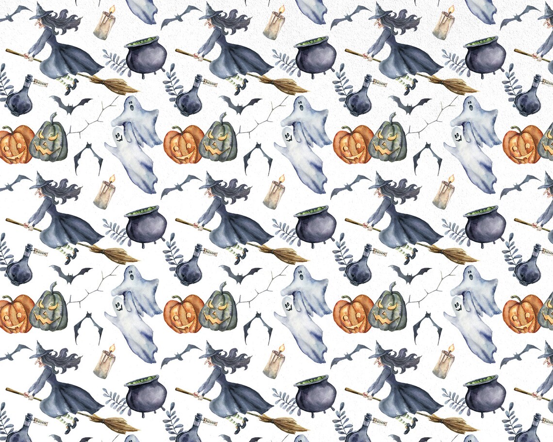 Halloween digital paper. Watercolor Halloween background. | Etsy