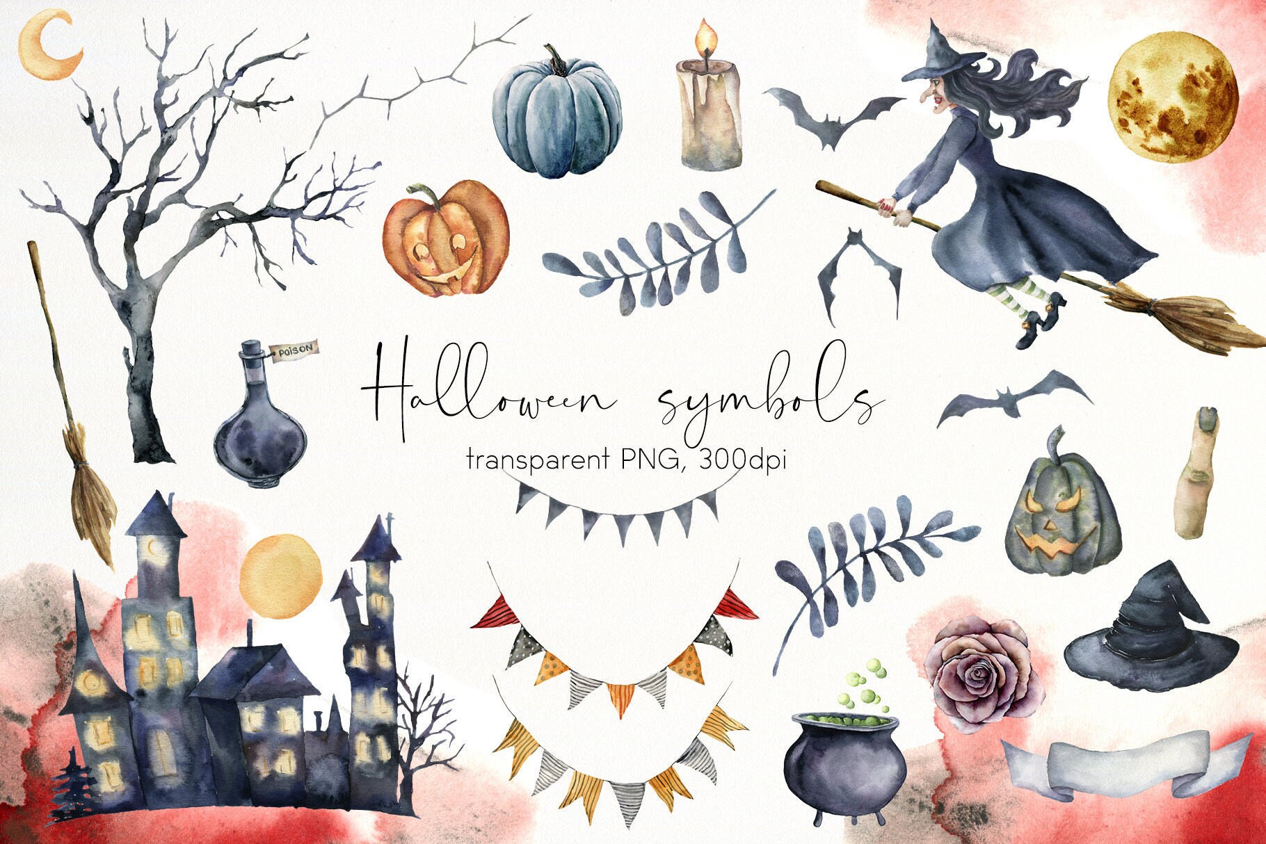 Halloween Watercolor Clipart. Autumn Holiday Witch Hats | Etsy