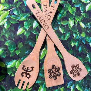 Taino, Puertorican Taino Symbols, Bamboo Utensils Sets. - Etsy