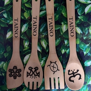 Taino, Puertorican Taino Symbols, Bamboo Utensils Sets. - Etsy