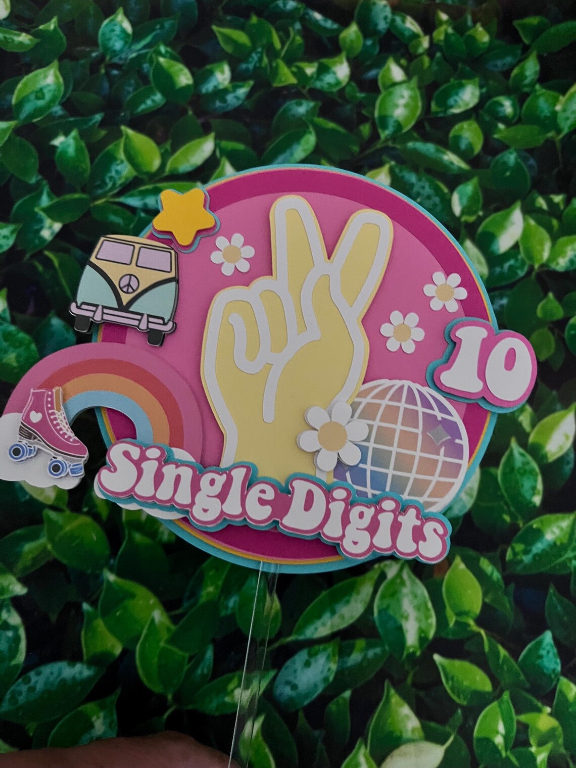 Groovy , Retro , Peace Out , Double Digits, Single Digits Caketopper ...