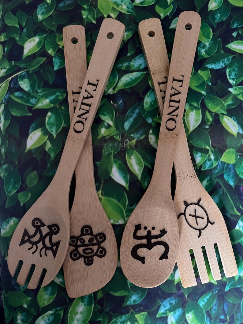 Taino, Puertorican Taino Symbols, Bamboo Utensils Sets. - Etsy