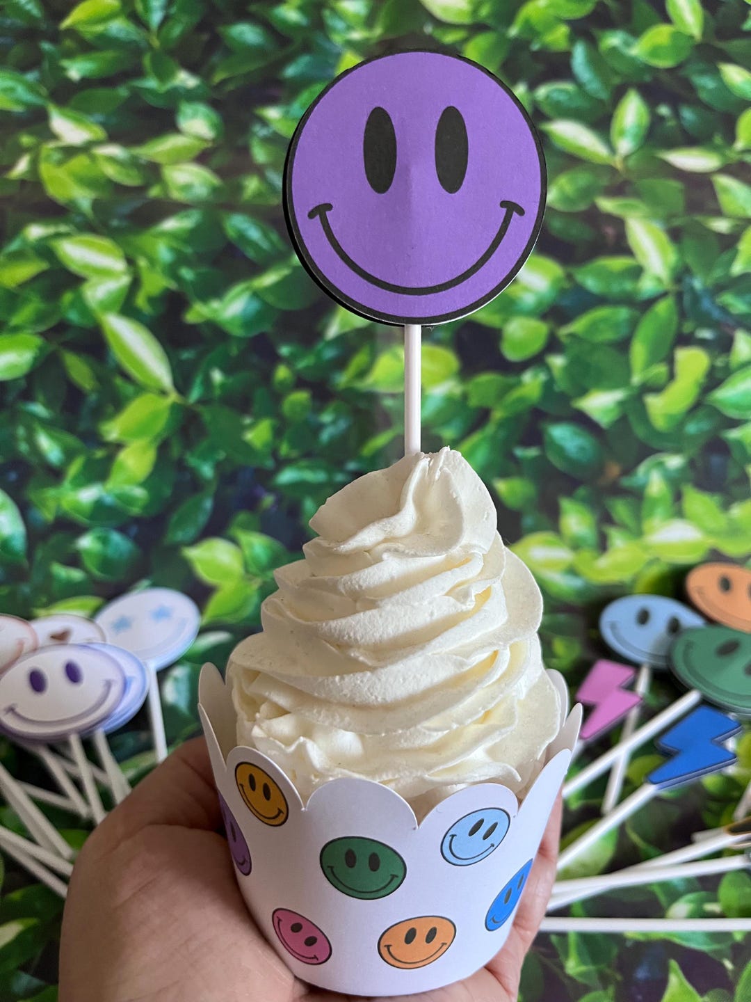 Smiley Faces Cupcake Toppers/ Cupcake Wraps. Smileys. - Etsy