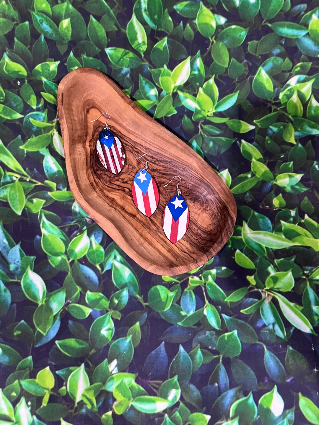 Puerto Rican Inspired Wood Earrings, Almond Shaped Earrings. - Etsy