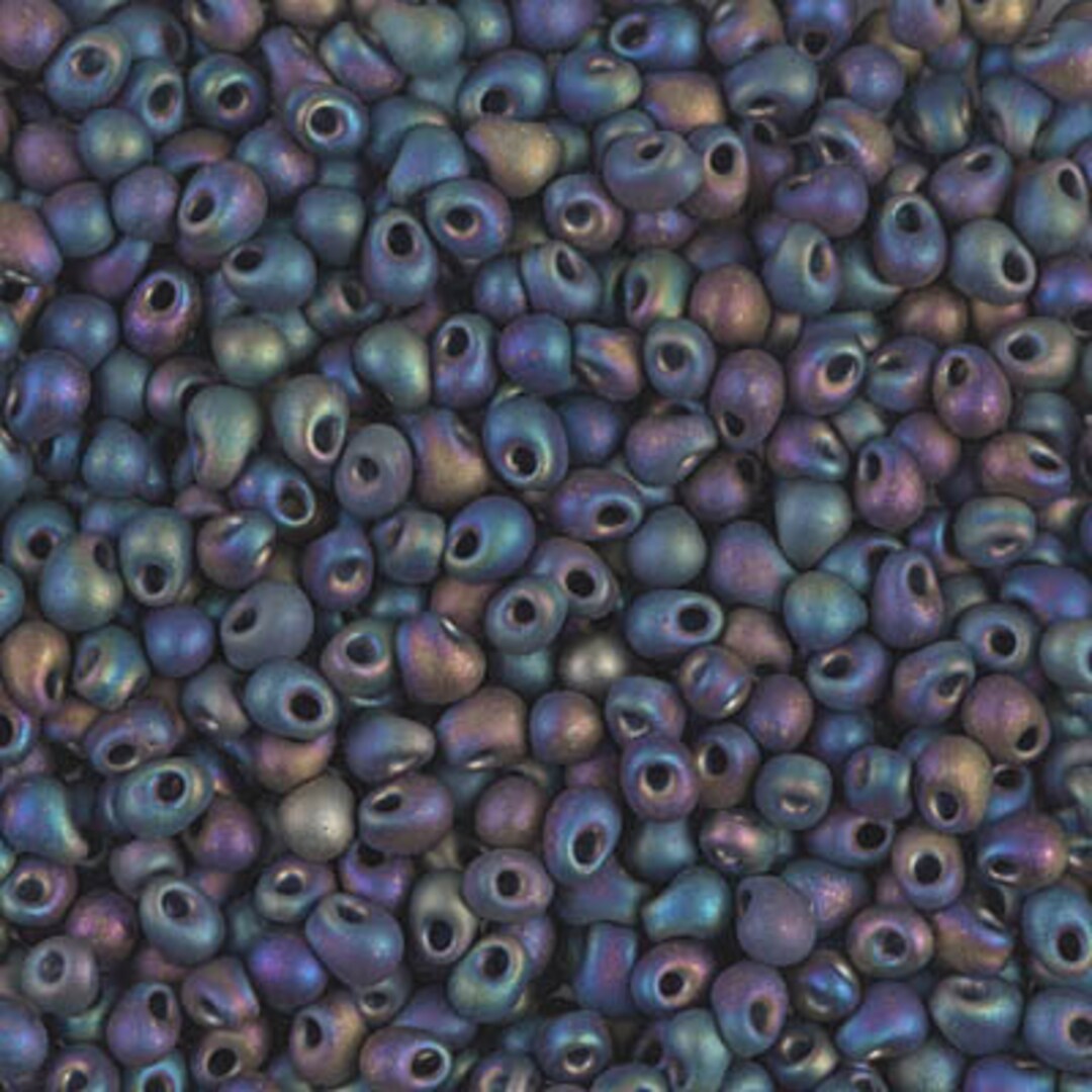 Drop Bead DP28-401FR Miyuki Drop Beads 2.8mm Matte Black AB 10 Grams ...