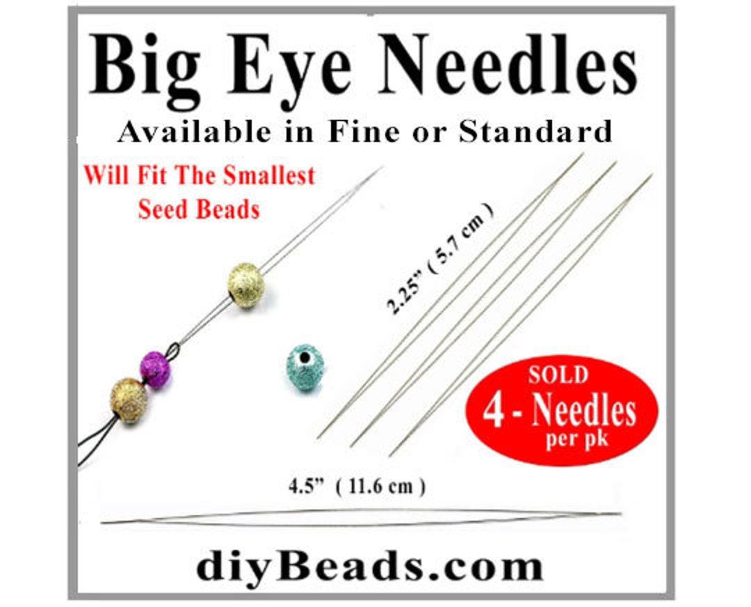 Big Eye Beading Needles Two Sizes 2.25 & 4.5 Fine or Standard Size's ...
