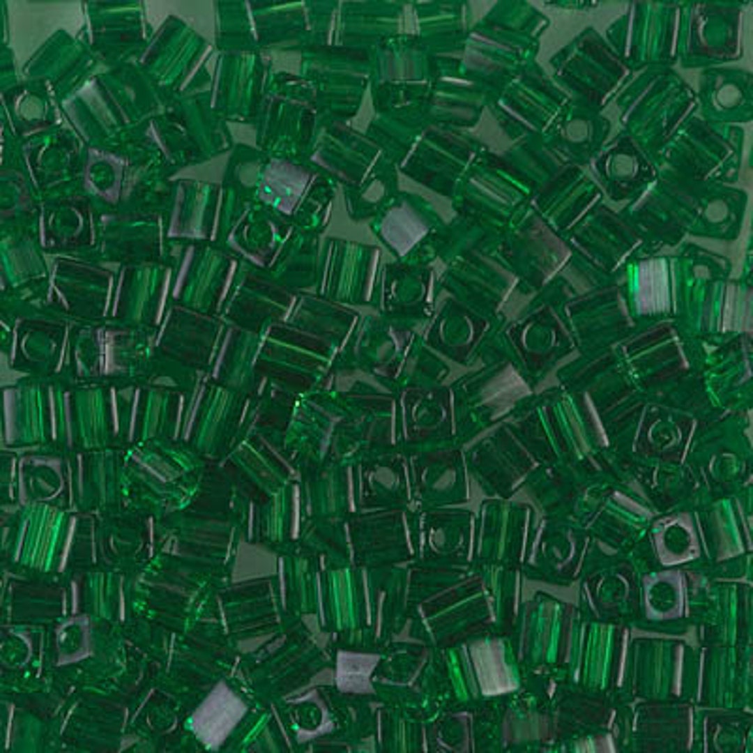 Square Beads SB3-146 Miyuki Square Beads 3mm Transparent Green 10 Grams ...