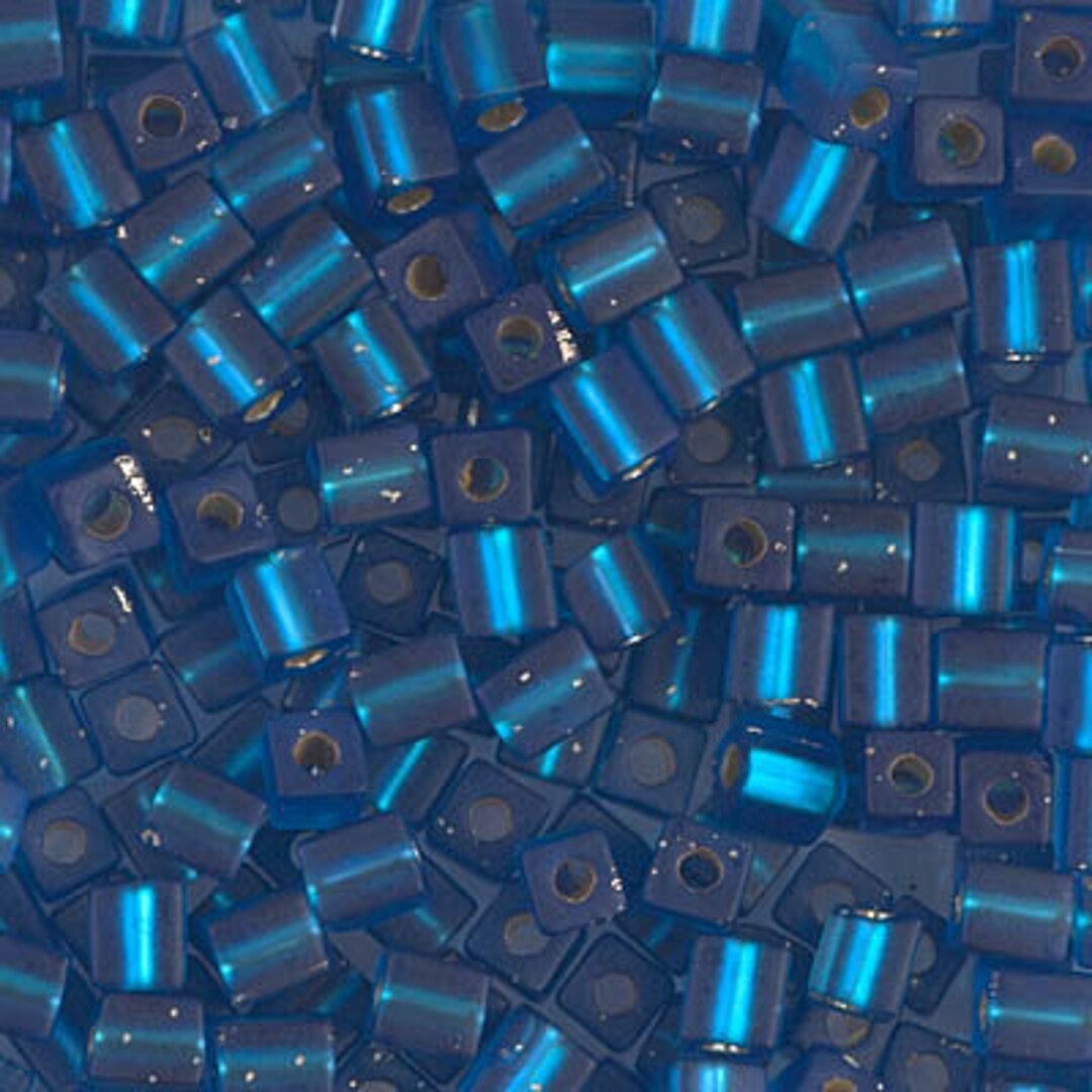 Square Bead SB-25F Miyuki Square Beads 4mm Matte Silver Lined Capri ...