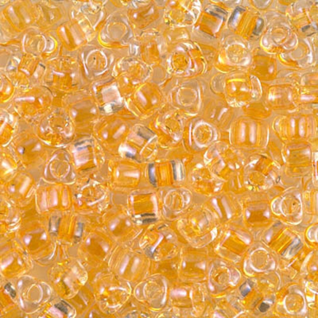 Triangle Bead TR5-1107 Miyuki Triangle Beads 5/0 Apricot Lined Crystal ...
