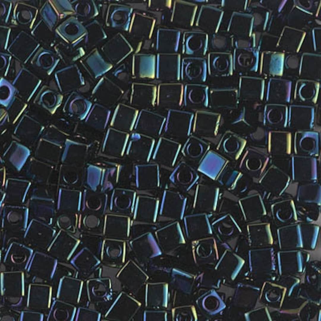 Square Bead SB3-452 Miyuki Square Beads 3mm Metallic Dark Blue Iris 10 ...