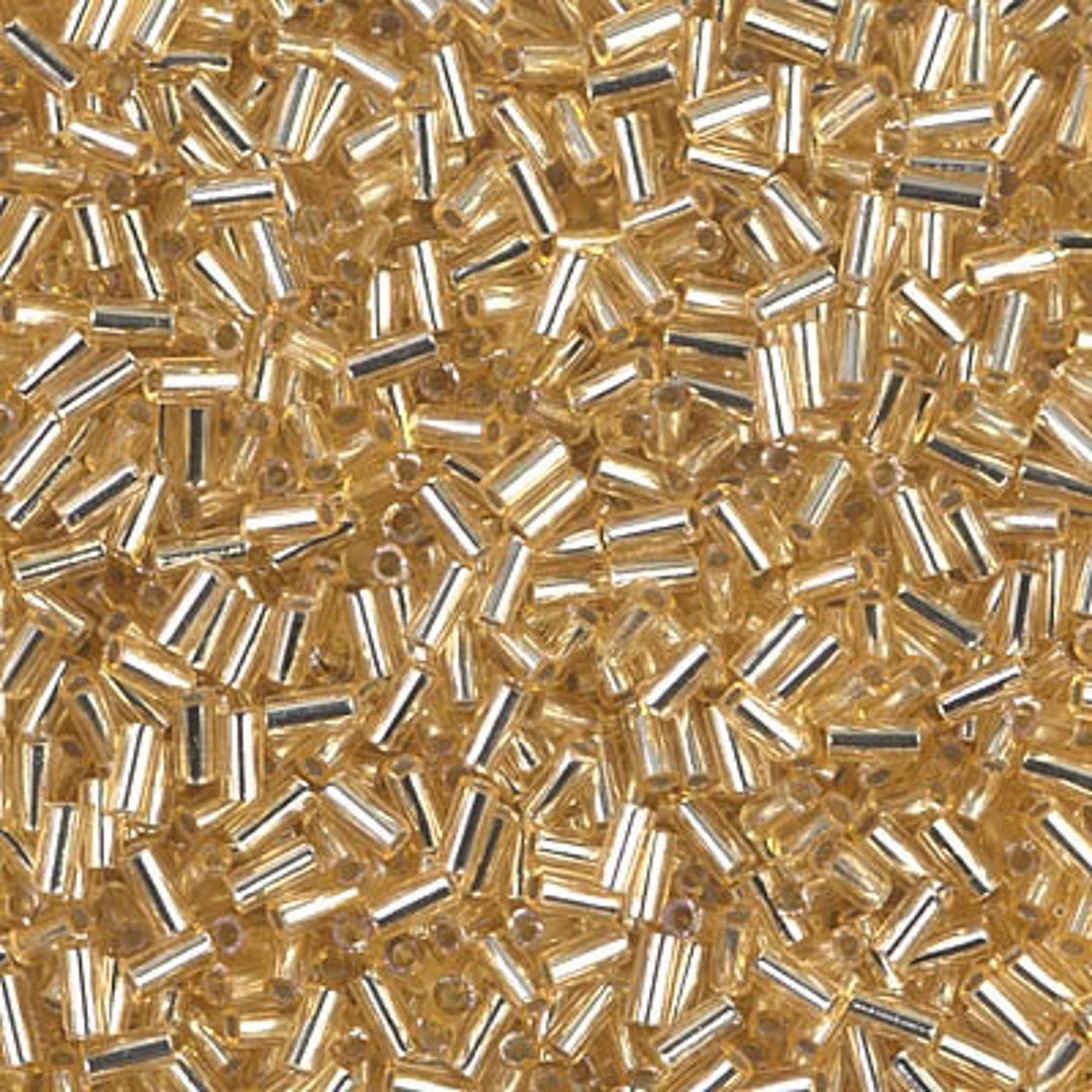 Bugle Bead BGL1-003 Miyuki Bugle Beads 3mm Silver Lined Gold 8.5 Grams ...