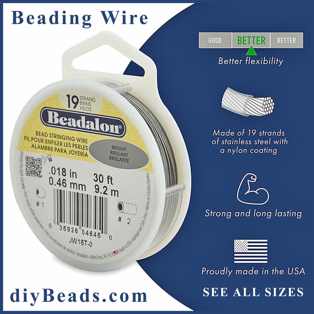 BEADALON BEADING WIRE - 19 Strand Beadalon Beading Wire, Nylon Coated ...