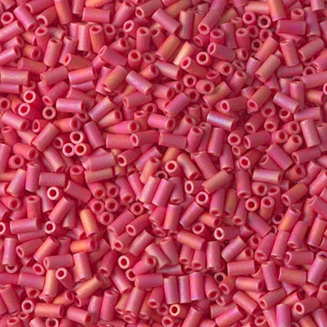 Bugle Bead BGL1-408FR Miyuki Bugle Beads 3mm Matte Opaque Red AB 8.5 ...