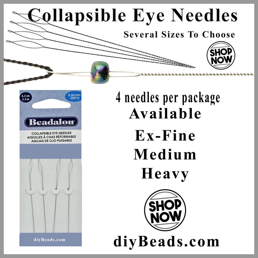 Collapsible Eye Needles for Beading - 3 Sizes Diybeads - Etsy