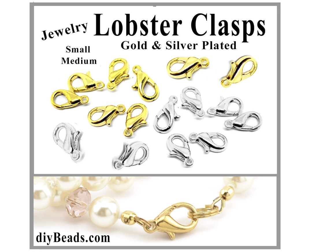 Lobster Clasps for Jewelry Making - Gold or Silver Plated - Small and ...