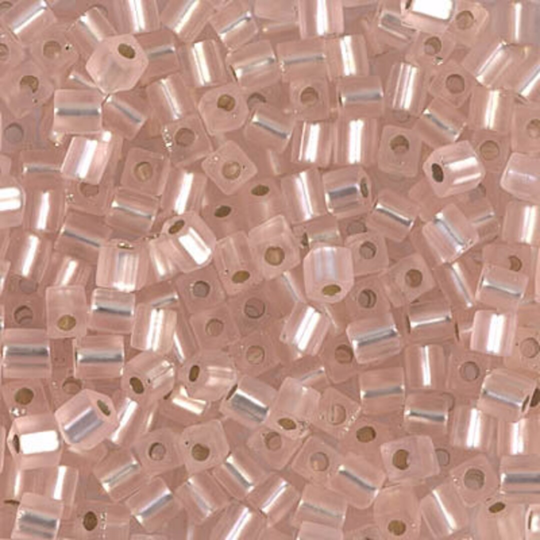 Square Bead SB3-23F Miyuki Square Beads 3mm - Matte Silver Lined Light Blush - Sold 10 Grams ...