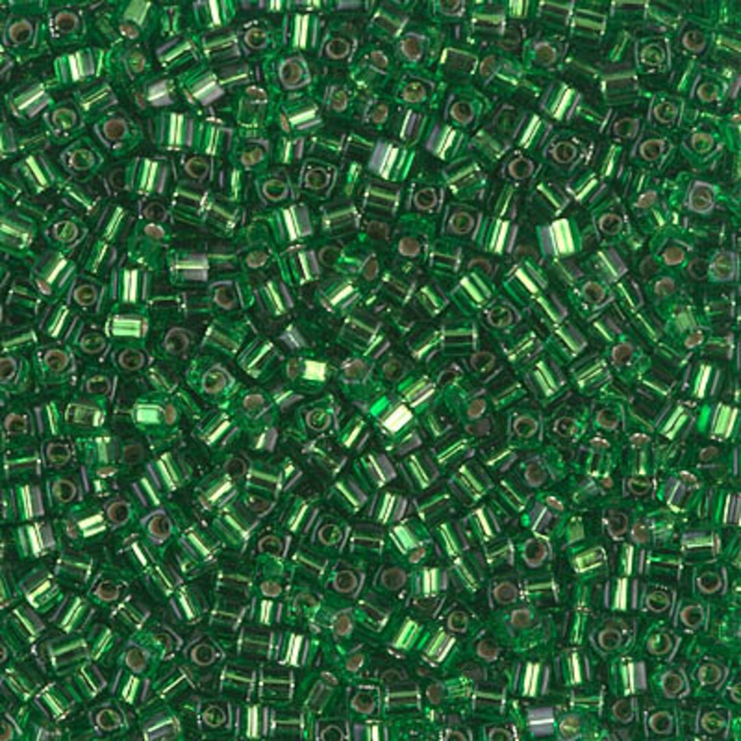 Square Bead 1.8mm SB18-16 Miyuki Square Beads Silver Lined Green 10 ...