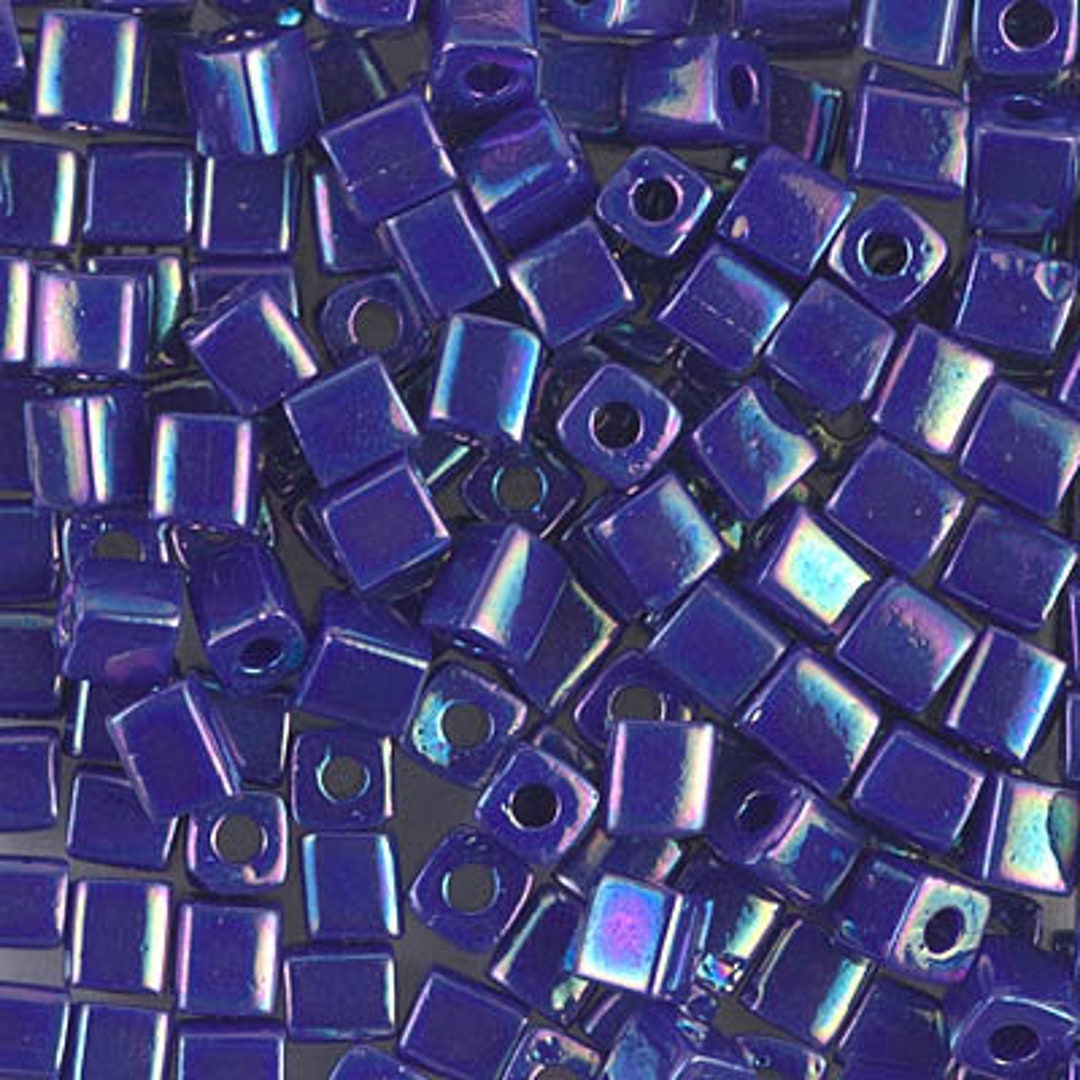 Square Bead SB-484 Miyuki Square Beads Size 4mm Opaque Cobalt AB Sold ...