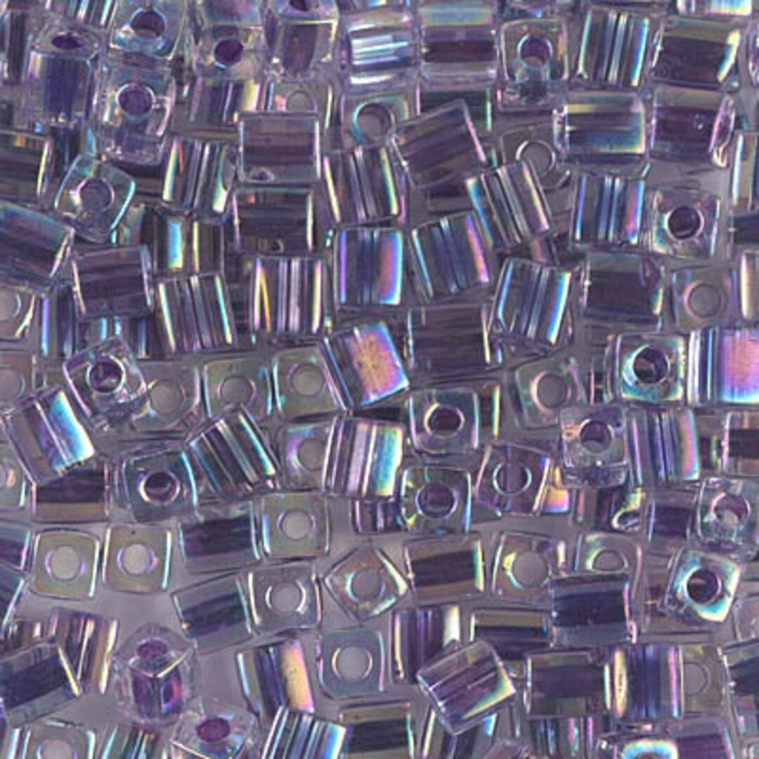 Square Bead SB-274 Miyuki Seed Beads Size 4mm Amethyst Lined Crystal AB ...