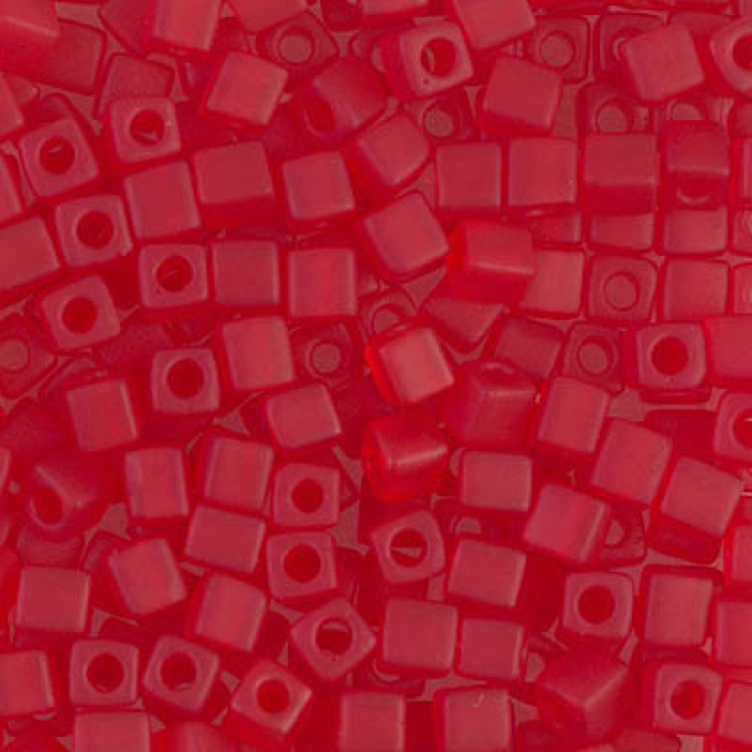 Square Bead SB-141F Miyuki Square Beads Size 4mm Matte Transparent Ruby ...
