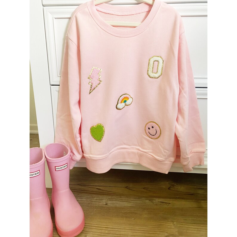 Custom Sweatshirts Kids, Chenille Patch Sweatshirt, Happy Face Patch ...