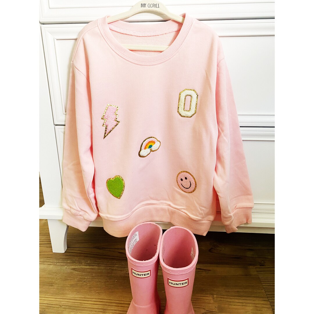 Custom Sweatshirts Kids, Chenille Patch Sweatshirt, Happy Face Patch ...