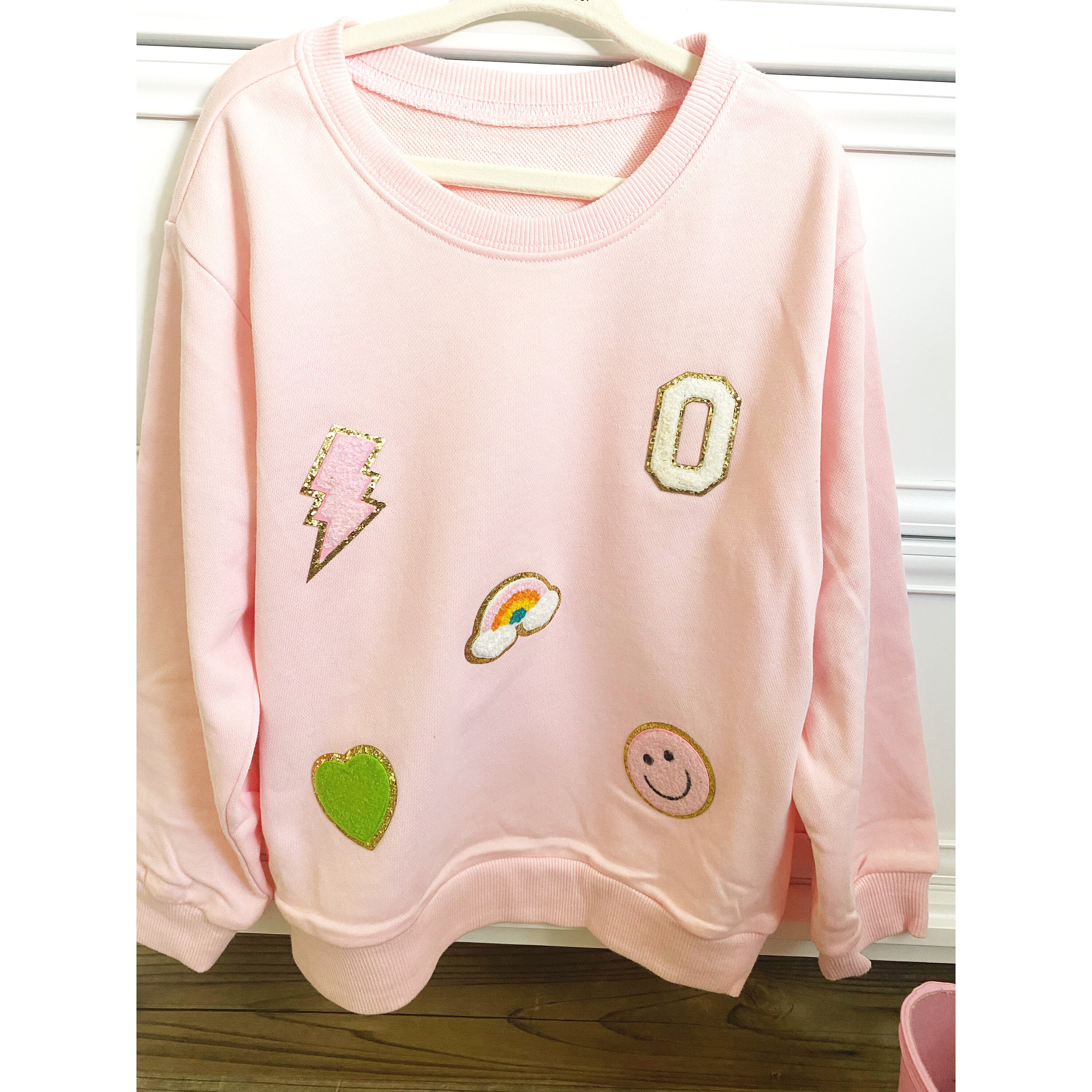 Custom Sweatshirts Kids, Chenille Patch Sweatshirt, Happy Face Patch ...