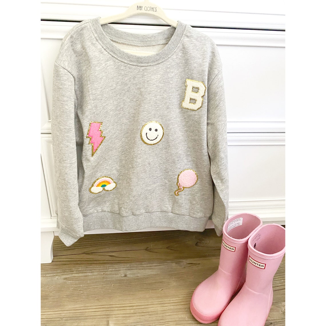 Chenille Patch Sweatshirt, Birthday Girl Sweatshirt, Smiley Patch Sweatshirt, Toddler Single ...