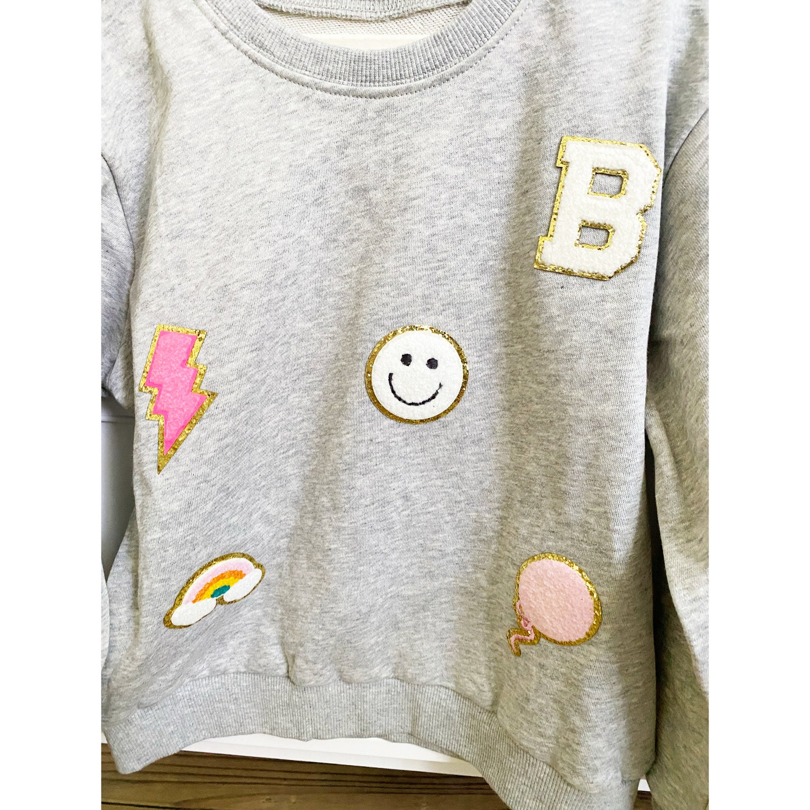 Chenille Patch Sweatshirt, Birthday Girl Sweatshirt, Smiley Patch ...