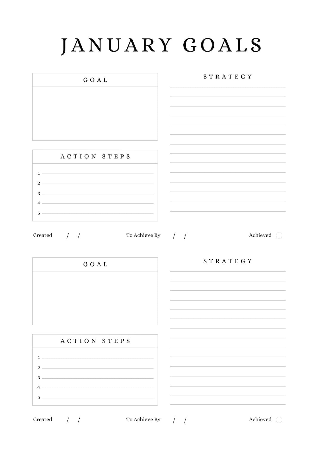Monthly Goals Planner - Elegant Minimalist Productivity Planner - Etsy