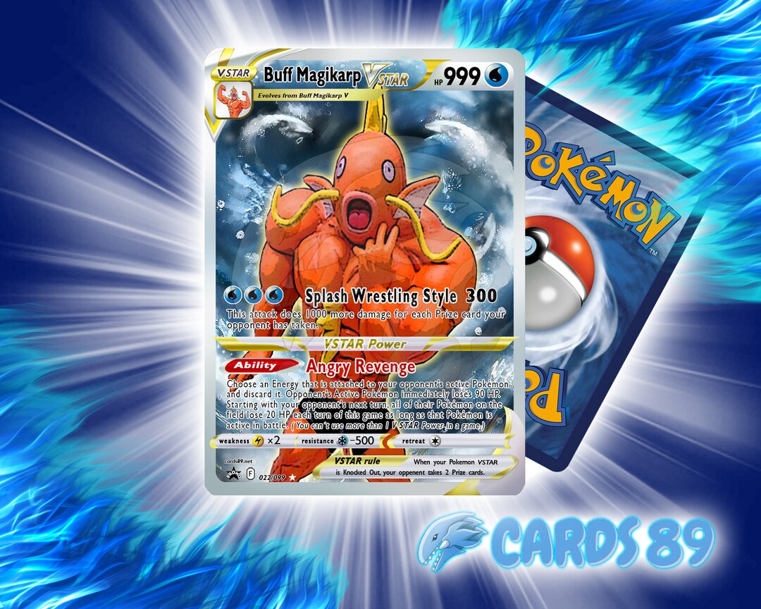 HANDMADE Pokemon Custom Card Buff Magikarp Magikarp V Star Holographic ...