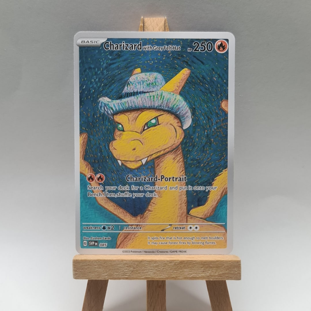 Charizard Charizard With Gray Felt Hat Poke Custom Card - Etsy