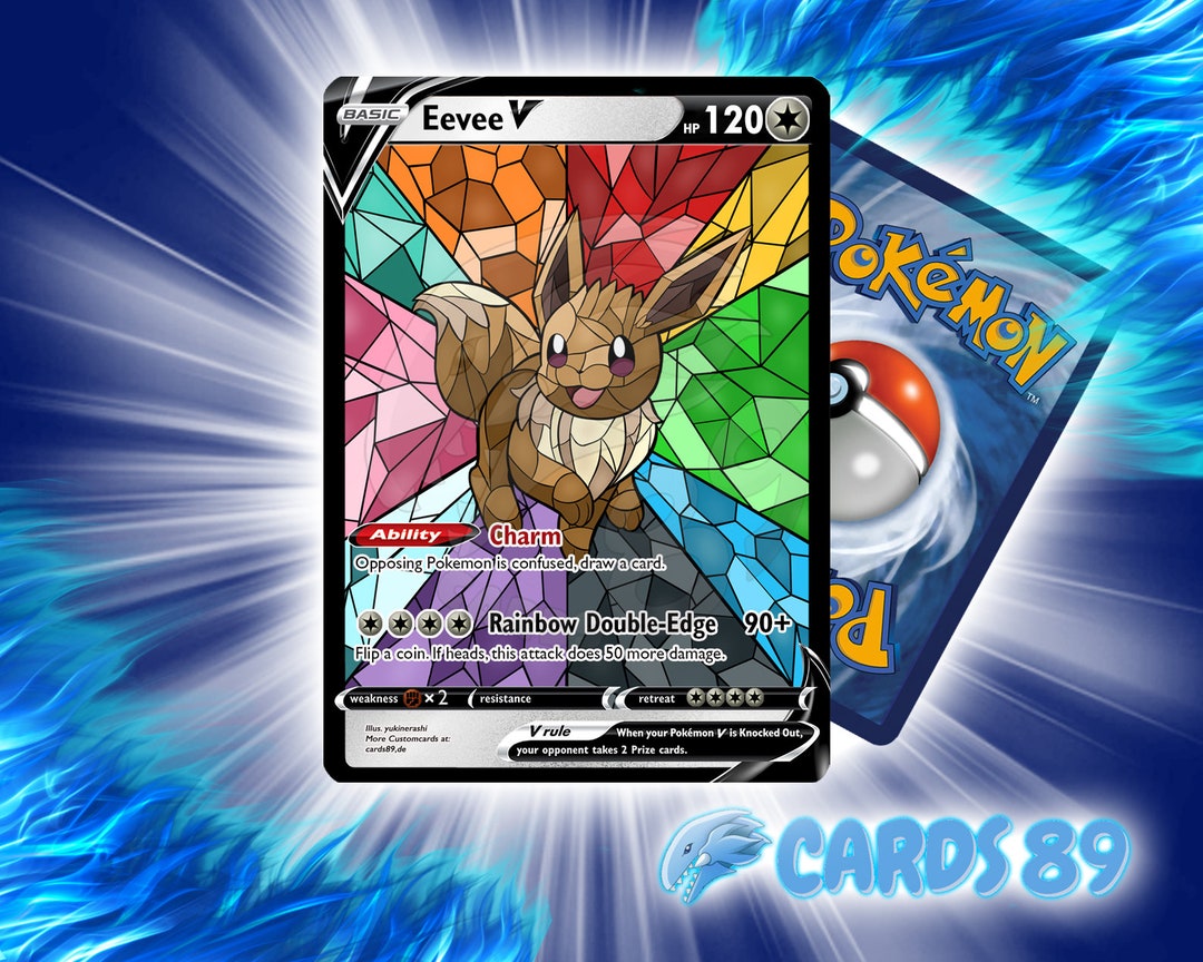 HANDMADE Pokemon Custom Card Eevee V Holographic English - Etsy