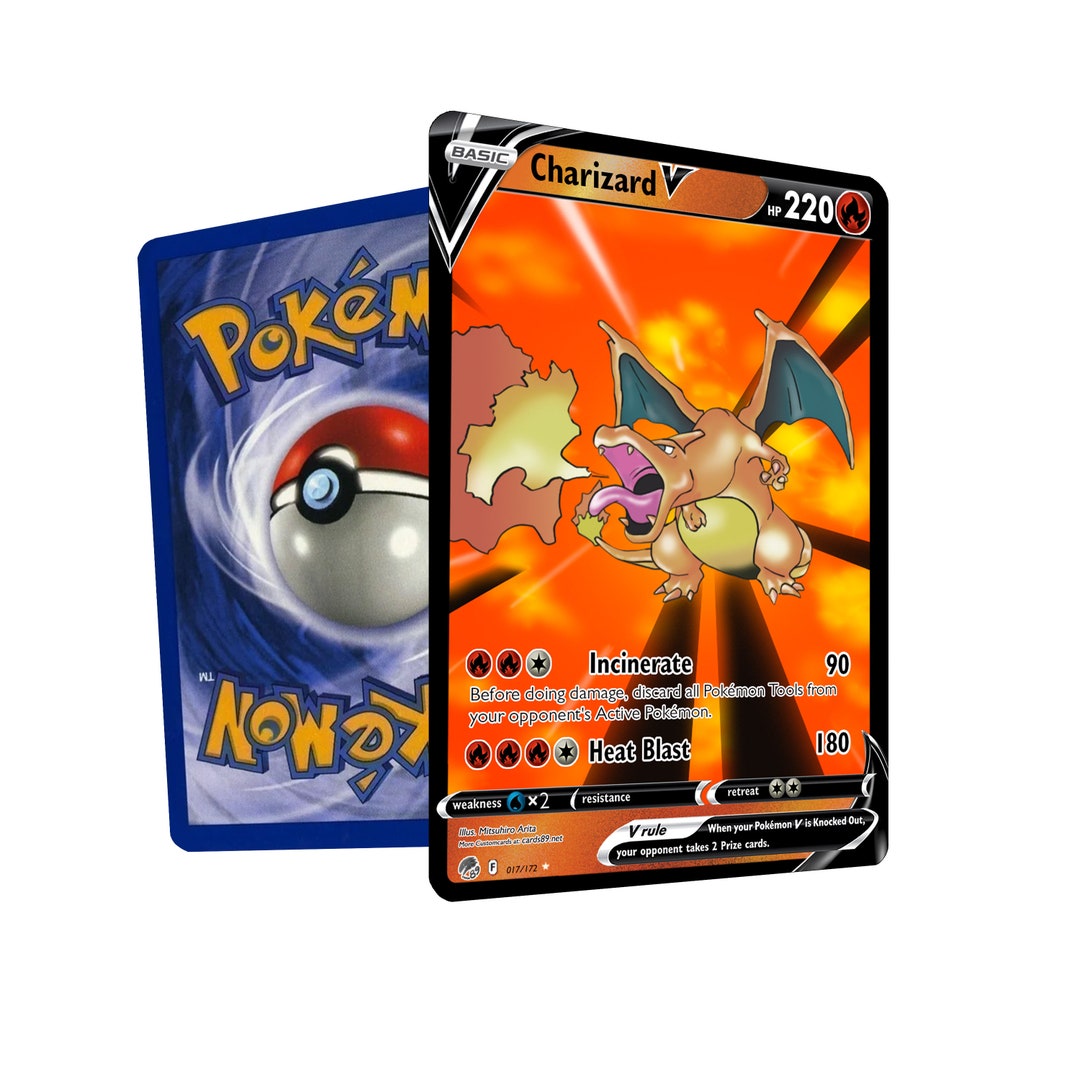 Holo Charizard Charizard V Basic Art Style Poke Custom Card - Etsy