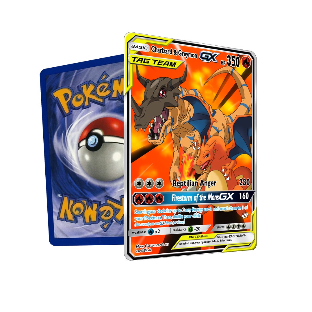 Holo Charizard and Greymon Charizard Digimon Poke Custom Card - Etsy