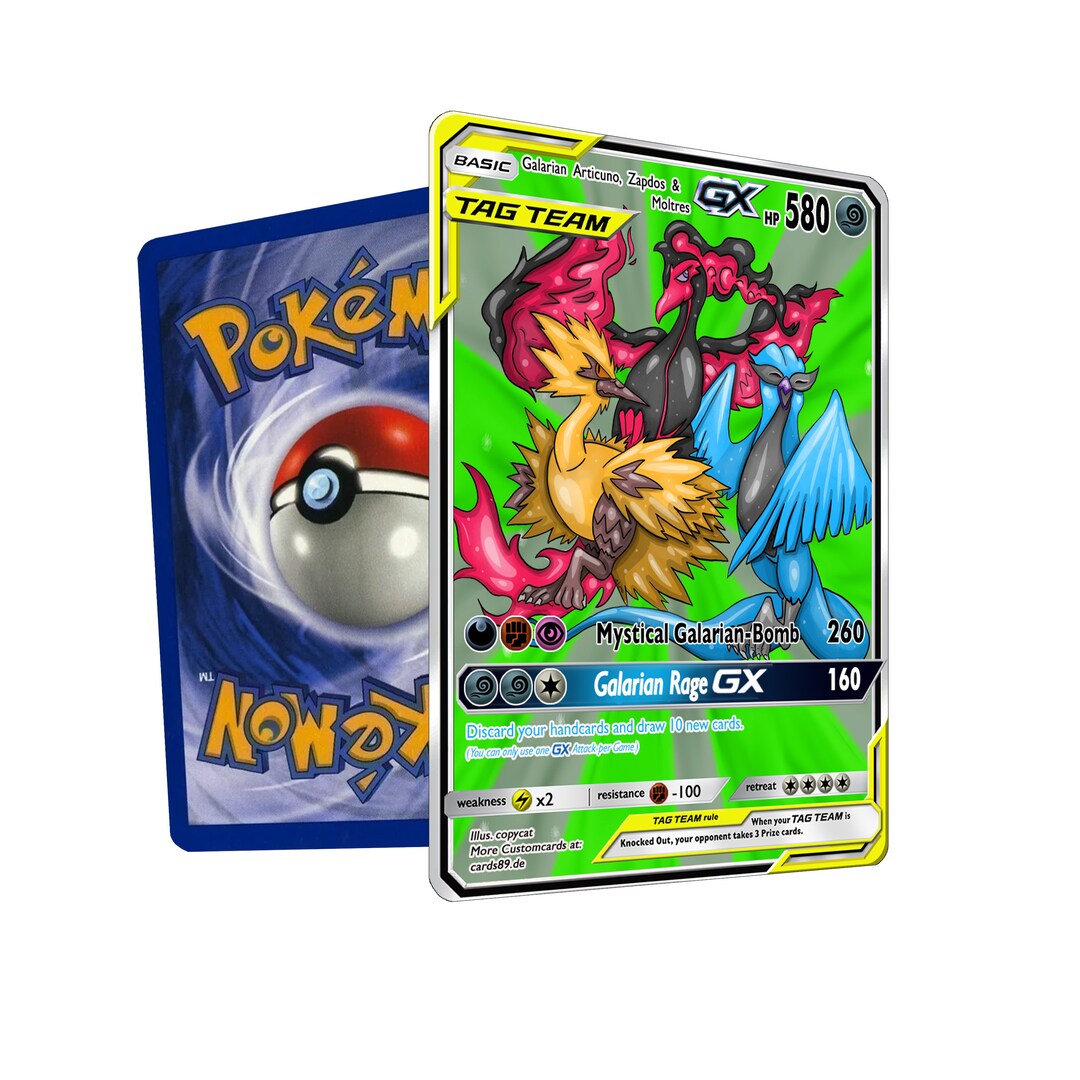 Holo Galarian Birds Articuno Zapdos and Moltres Poke Custom Card - Etsy