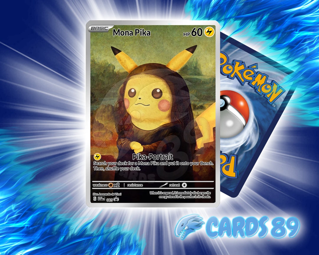 HANDMADE Pokemon Custom Card Mona Pika Pikachu Holographic - Etsy