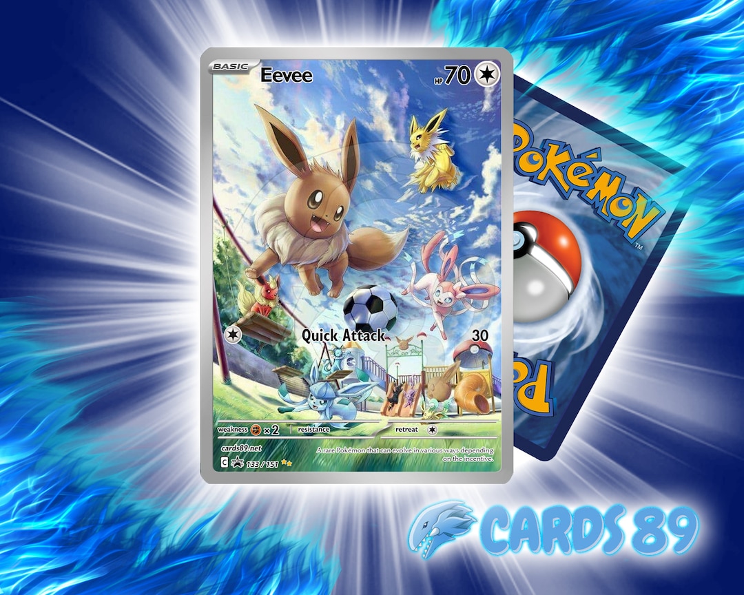 HANDMADE Pokemon Custom Card Eevee Eevee Football Holographic English ...