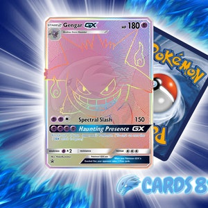 HANDMADE Pokemon Custom Card Gengar GX Rainbow Holographic English - Etsy