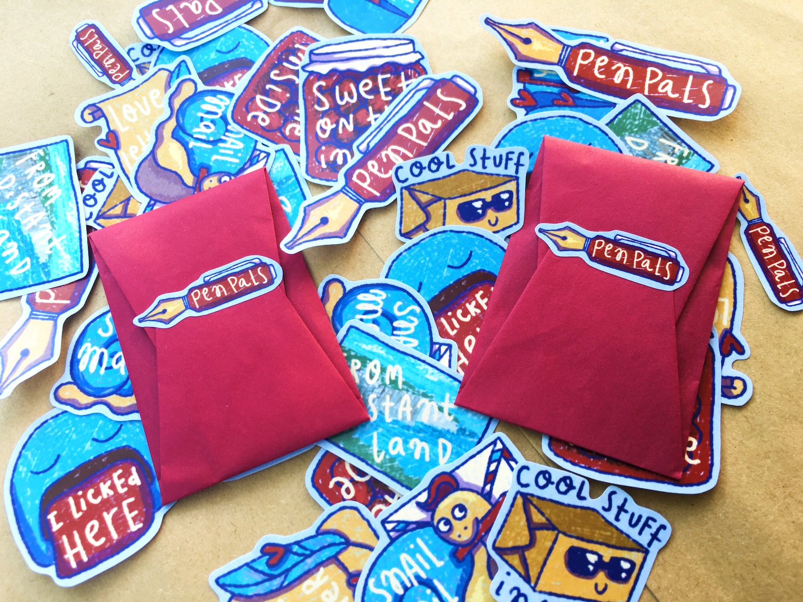 Pen Pal Sticker Pack Blue Snail Mail Stickers Kit Cute - Etsy Sweden