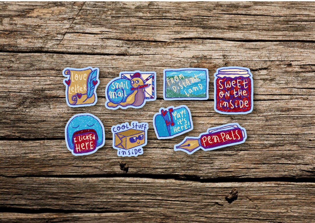 Pen Pal Sticker Pack | Blue Snail Mail Stickers Kit | Cute Funny Letter ...