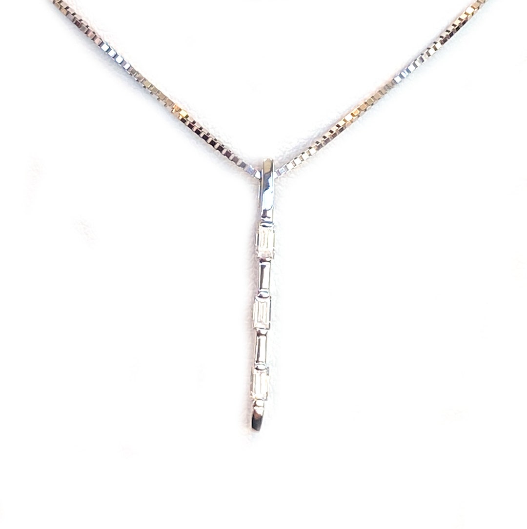 Vertical Bar Style 3-stone Slide Diamond Pendant - Etsy